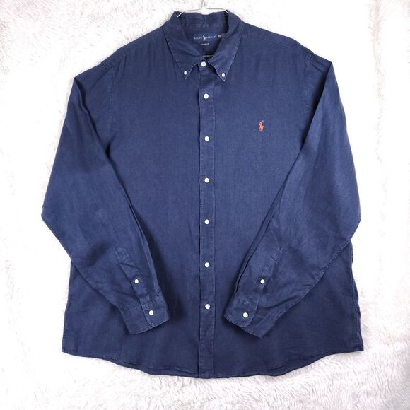 Polo Ralph Lauren | Shirts | Vintage 9s Polo Ralph Lauren Dark Blue Classic Fit Long Sleeve Red ...